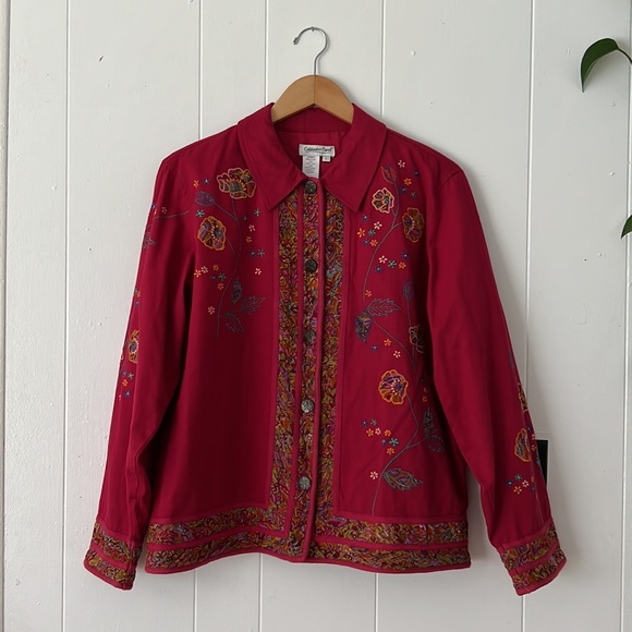 Coldwater Creek | Jackets & Coats | Vintage Embroidered Red Floral ...